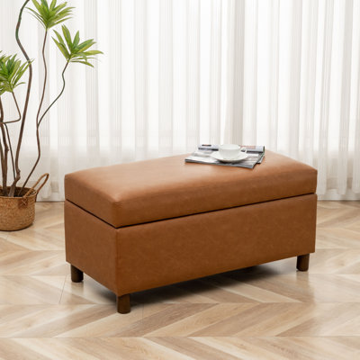 Faux suede ottoman storage bench store